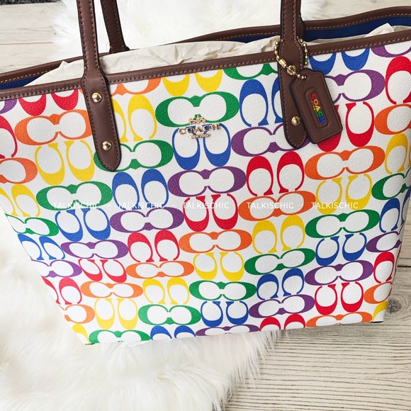 Coach | Bags | Coach Pride City Tote In Rainbow Signature Canvas | Poshmark